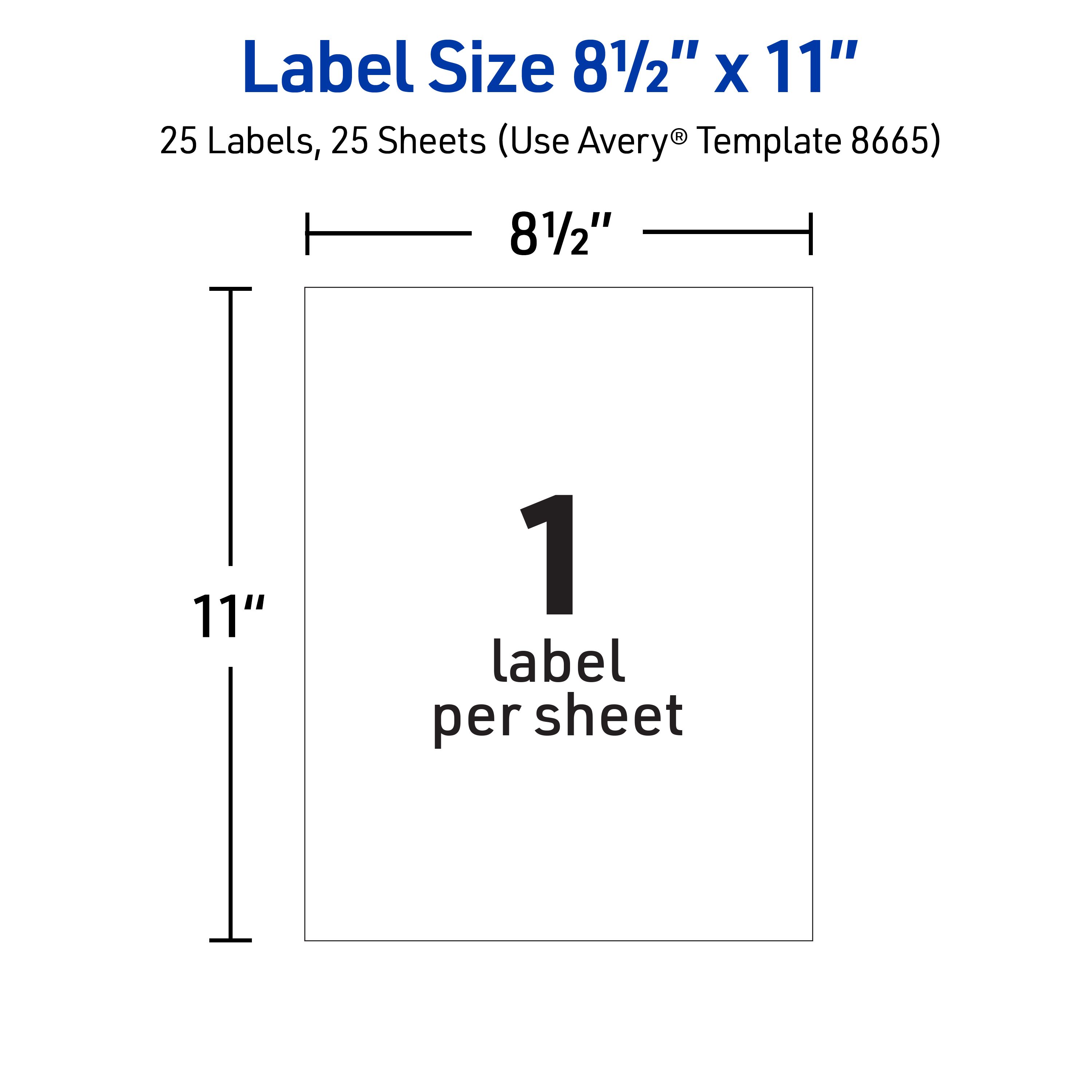 Full Sheet Shipping Labels, 8-1/2" x 11", Matte Clear 8665 | Avery | Avery